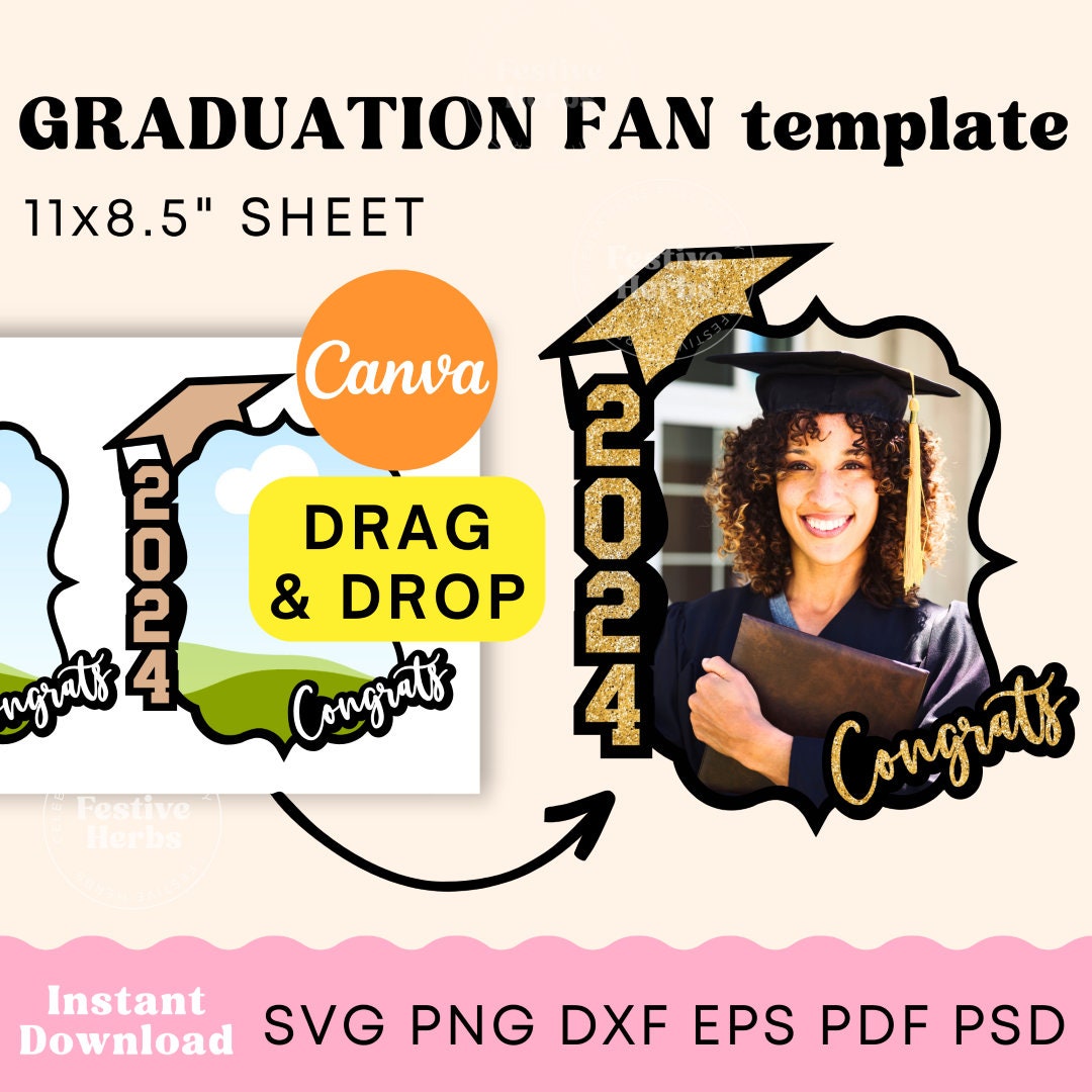 Graduation Fan Template, Graduation Paddle Fan, Graduation Fan SVG ...
