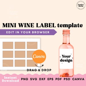 Mini Wine Bottle Label Template Mini Wine Bottle Labels Svg - Etsy