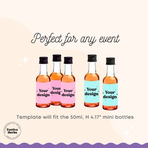 Mini Wine Bottle Label Template, 50 Ml Liquor Label Template Canva ...