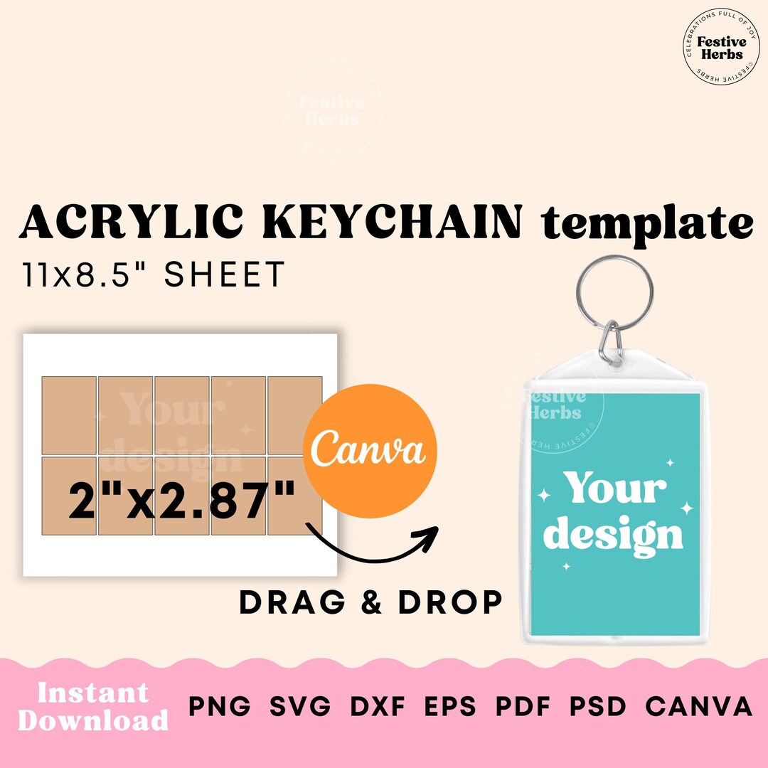 Acrylic Keychain Template, Keychain Template Svg, Rectangle Keychain ...