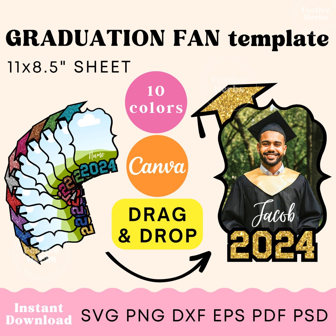 Graduation Paddle Fan Template, Personalized Graduation Fan SVG, Custom ...