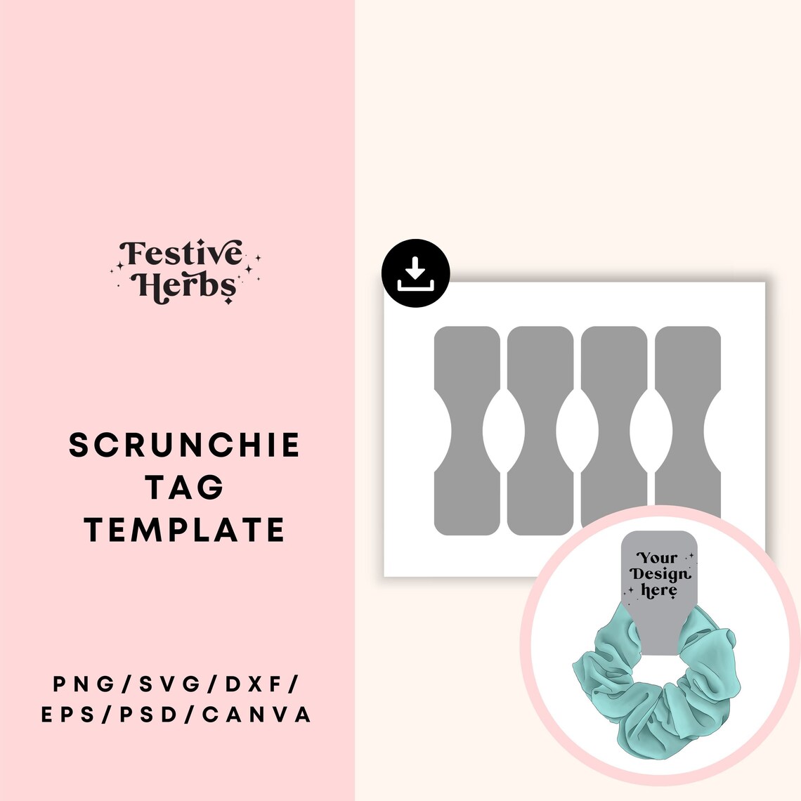 Scrunchie Tag Template Scrunchie Tag Svg Scrunchie Tag - Etsy