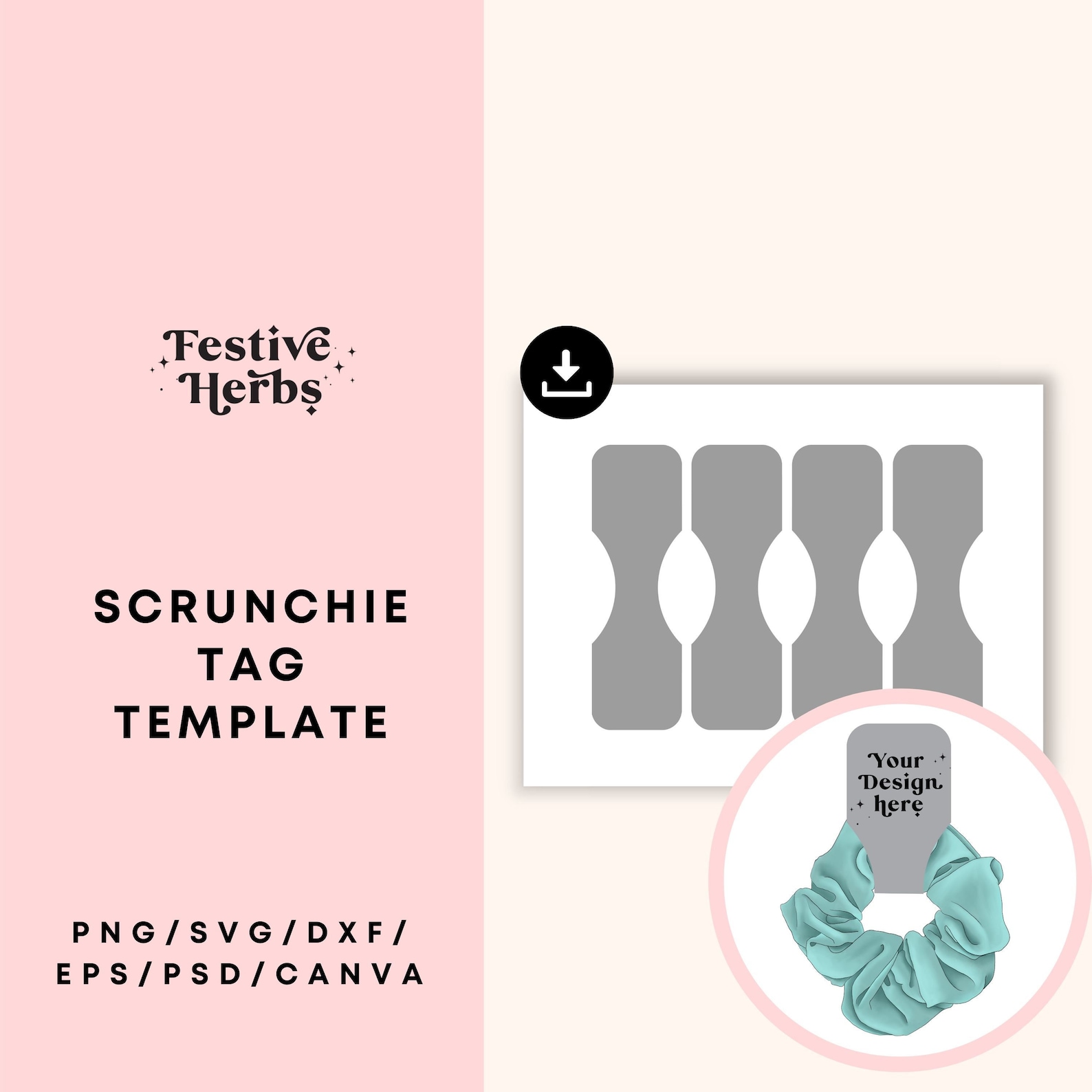 Scrunchie Tag Template Scrunchie Tag Svg Scrunchie Tag - Etsy