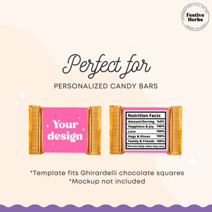 Mini Chocolate Wrapper Template, Chocolate Square Custom Wrapper ...