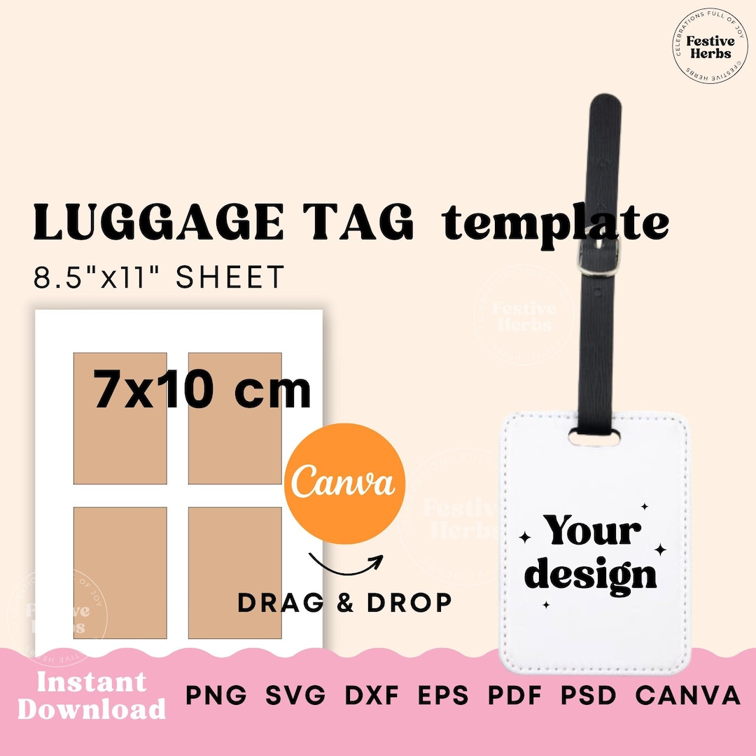 Luggage Tag Template for Sublimation, Luggage Tag Template Canva, SVG ...