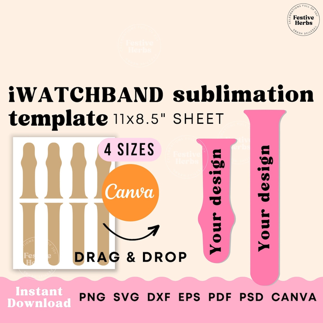 Iwatch Band Template, Watch Band SVG Sublimation Template, Watch Strap ...