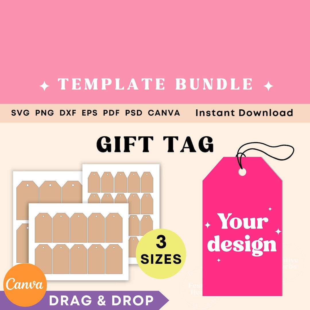 Gift Tag SVG, Gift Tag Template BUNDLE, Gift Tag Template Canva ...