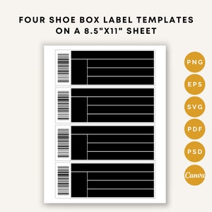 Shoe Box Label Template, Shoe Box Label SVG, Label Template for Shoe ...