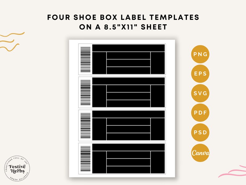Shoe Box Label Template Shoe Box Label SVG Label Template - Etsy