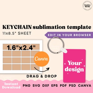 Keychain Template Svg, Rectangle Keychain Sublimation Template ...