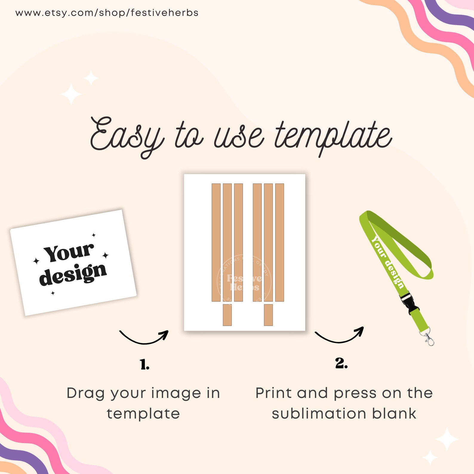 Lanyard Sublimation Template, Lanyard SVG Canva Template for ...