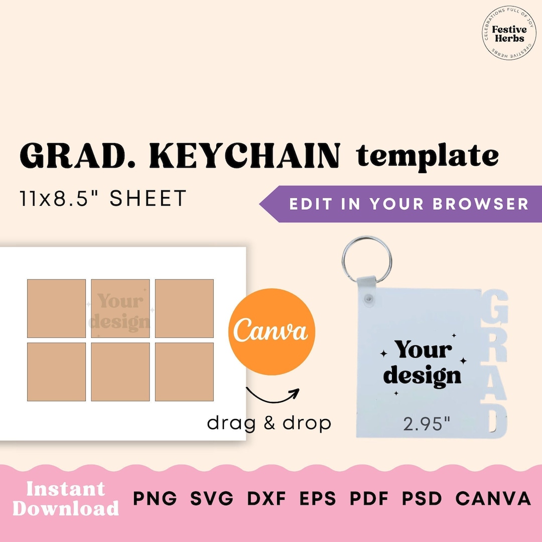 Grad Keychain Template, Graduation Keychain Sublimation Template, MDF ...