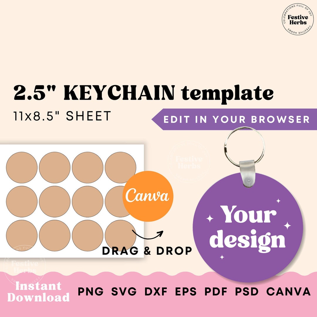 Circle Keychain Template 2.5 Inch Keychain Sublimation - Etsy