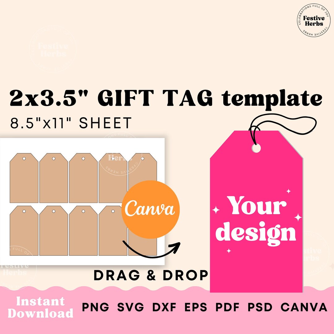Gift Tag Template SVG, Hang Tag Template SVG, Gift Tag Template Canva ...