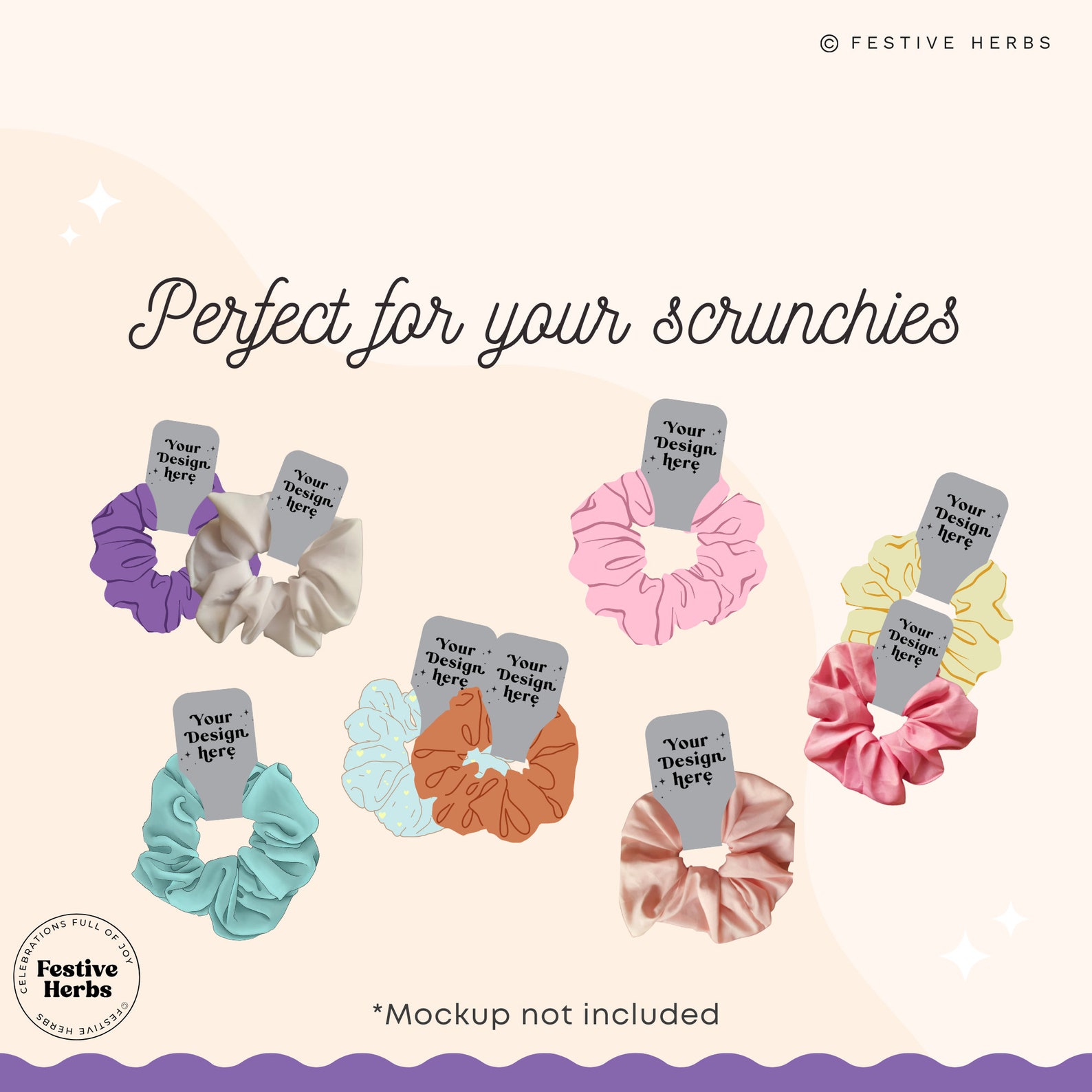 Scrunchie Tag Template, Scrunchie Tag Svg Canva Template, Printable ...