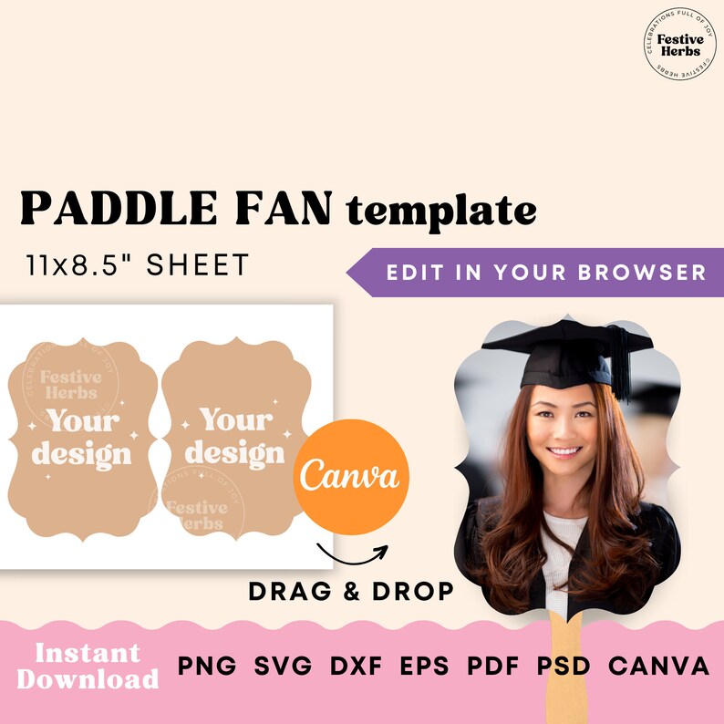 Paddle Fan Template, Graduation Fan Template, Graduation Paddle Fan ...