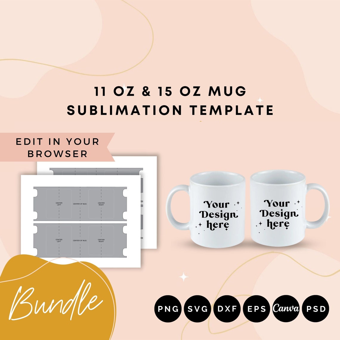 11 Oz & 15 Oz Mug Sublimation Template, Sublimation Templates for Mugs ...