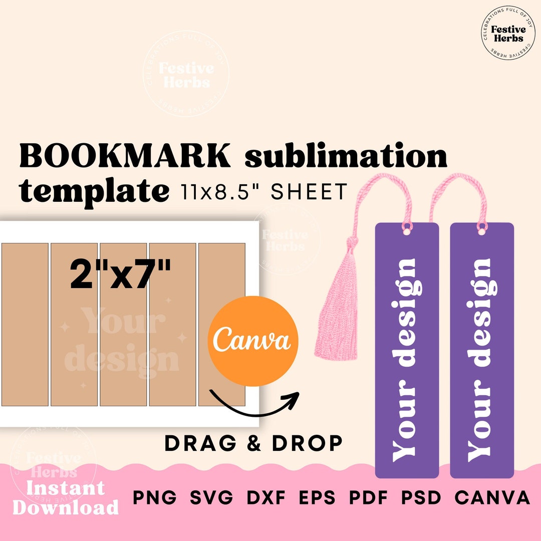 Bookmark Template, Bookmark Sublimation Template, Printable Bookmark ...