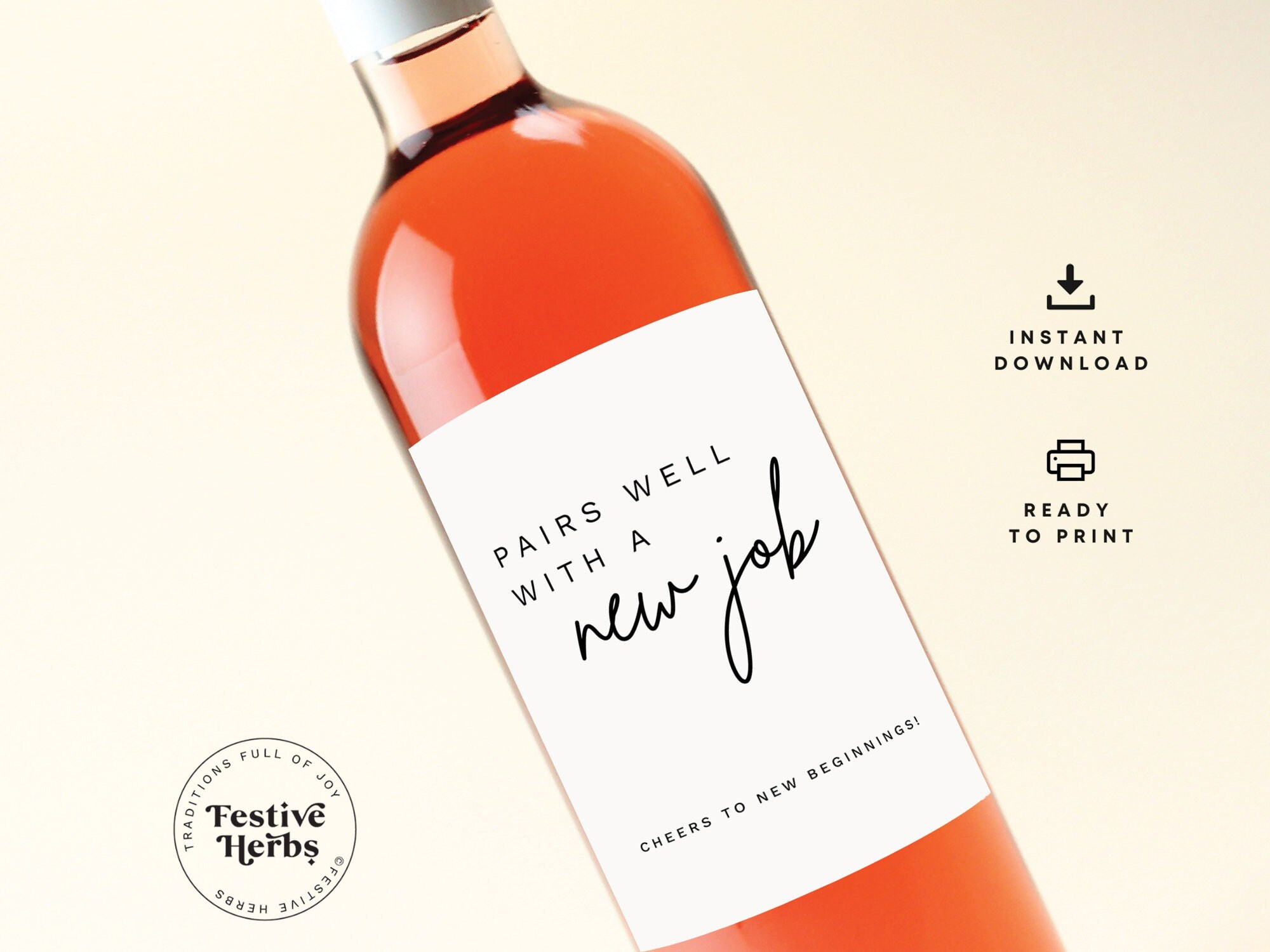 New Job Gift New Job Wine Label Wine Label Custom Pairs | Etsy