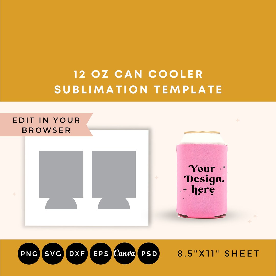 12oz Can Cooler Template, Can Cooler SVG, Can Cooler Sublimation ...