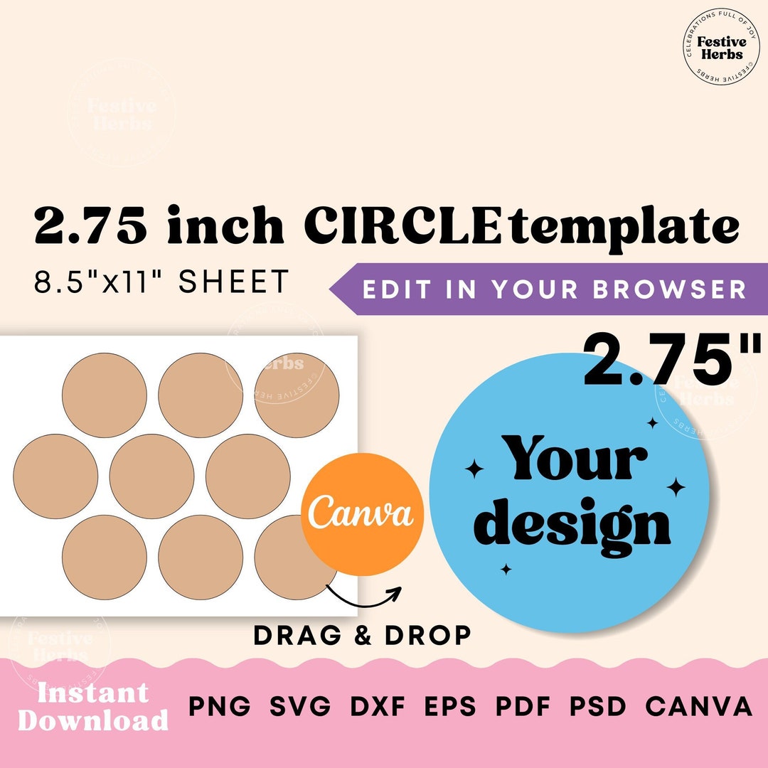 2.75 Inch Circle Template, Circle SVG, Circle Label Template, Sticker ...