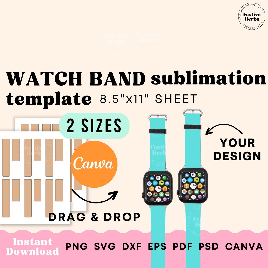Watch Band SVG, Iwatch Band Template for Sublimation, Watch Strap SVG ...