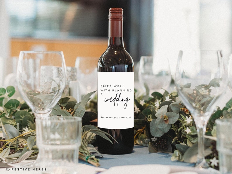 Pairs Well With Wedding Planning, Wine Label Custom, Engagement Gift ...