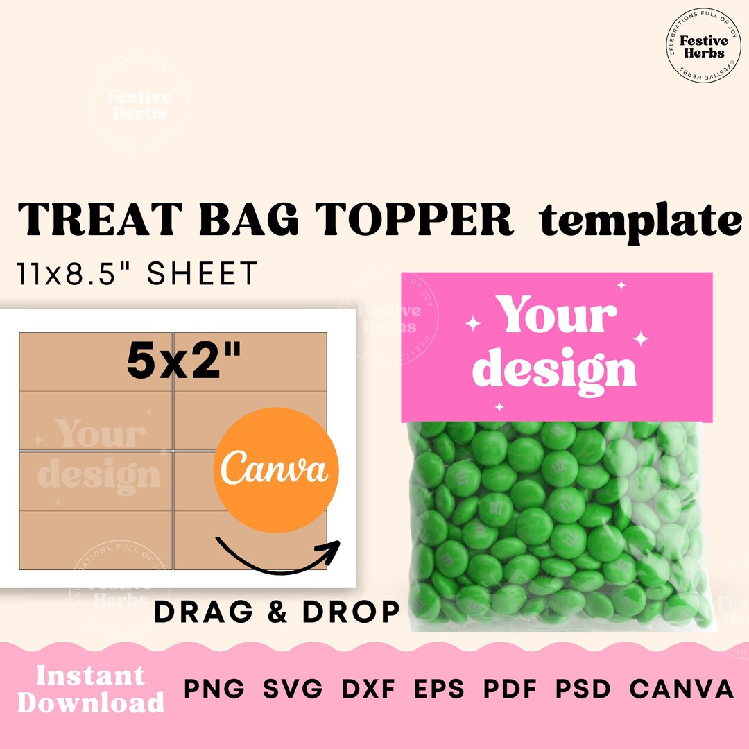 Treat Bag Topper Template, Treat Bag Topper Back to School, Bridal ...