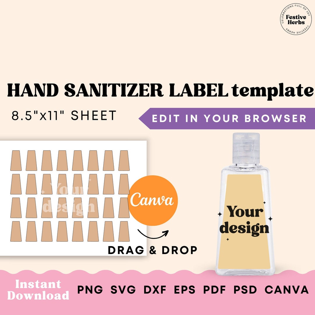 Hand Sanitize Label Template Hand Sanitize Label 1st - Etsy