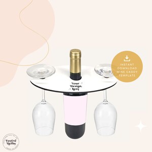 Wine Caddy Template, Wine Butler Svg, Wine Bottle and Glass Holder ...