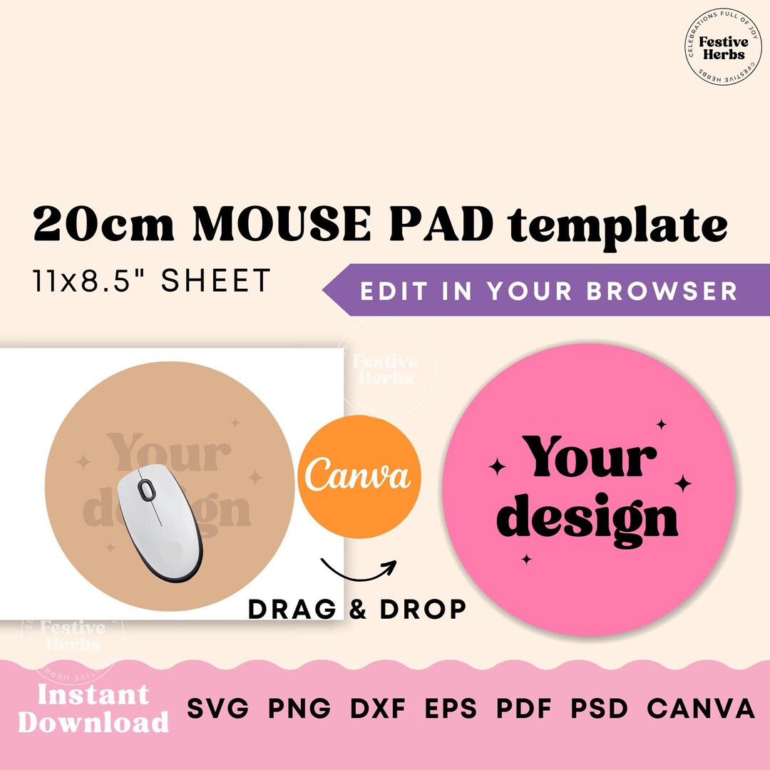 Circle Mouse Pad Template for Sublimation, Mouse Pad SVG, Mouse Pad ...