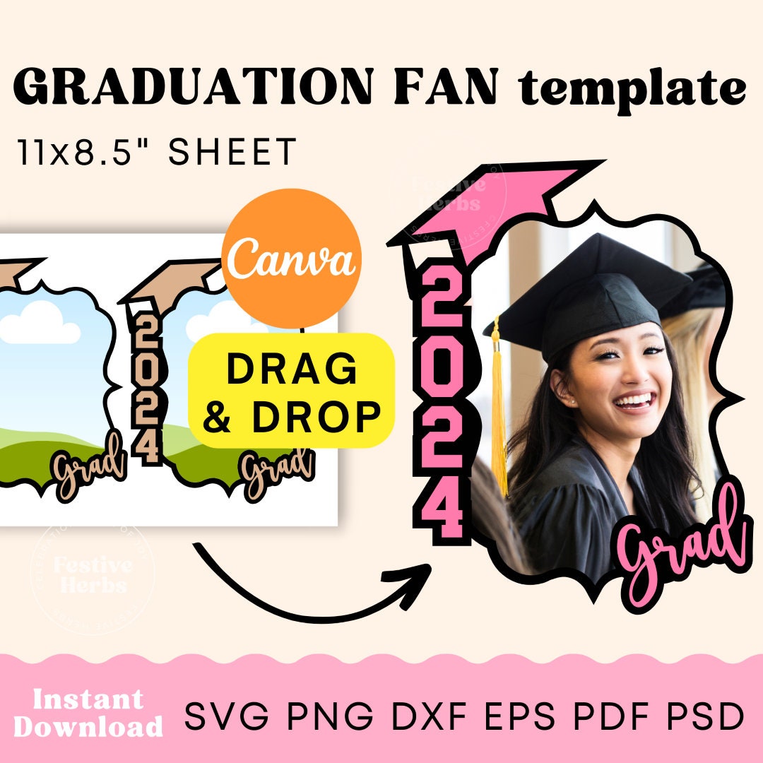 Graduation Paddle Fan, Custom Grad Fan, Graduation Fan Template ...