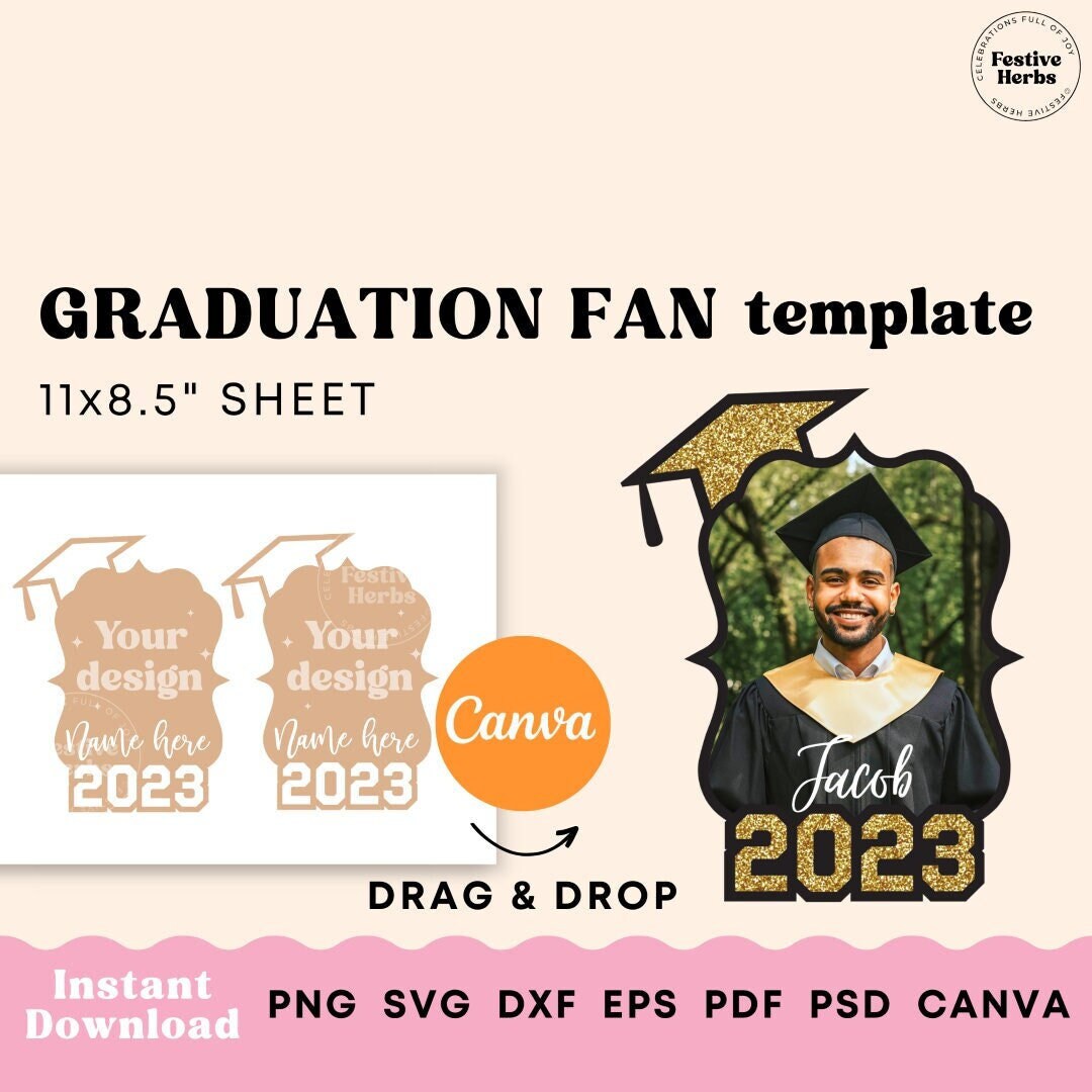 Graduation Paddle Fan Template Personalized Graduation Fan - Etsy