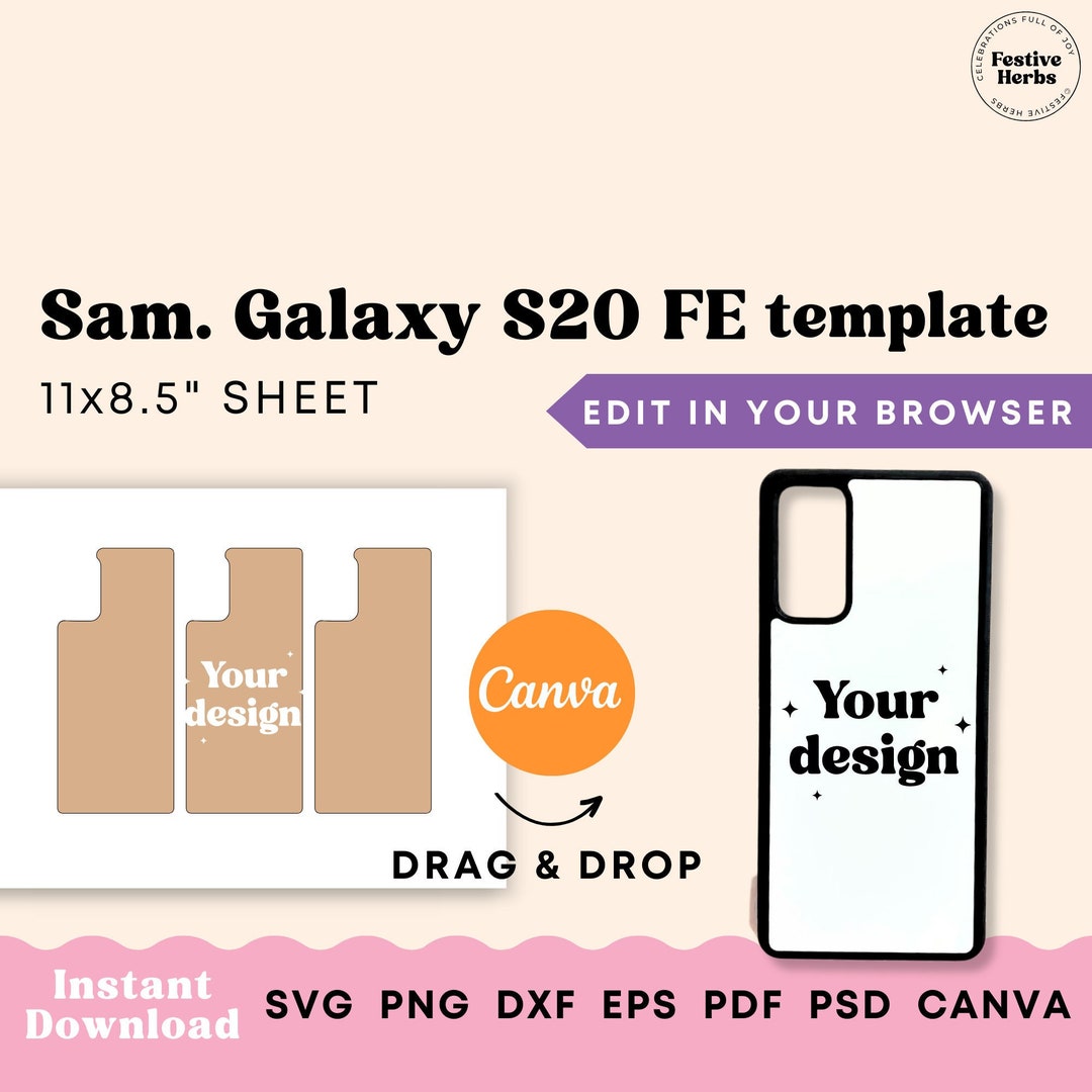 Phone Case Template, Samsung S20 FE Phone Case Template for Sublimation ...