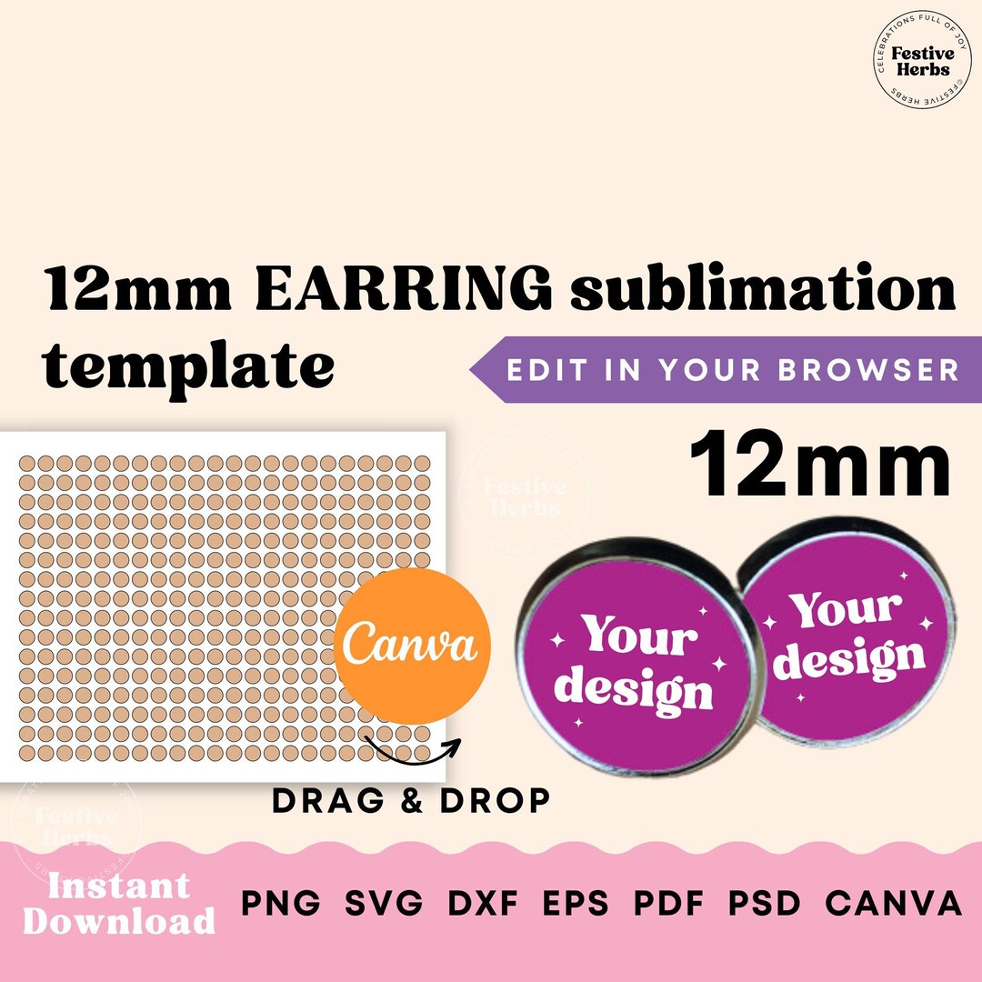Earring Sublimation Template, Stud Earring Template, Stud Earring SVG ...