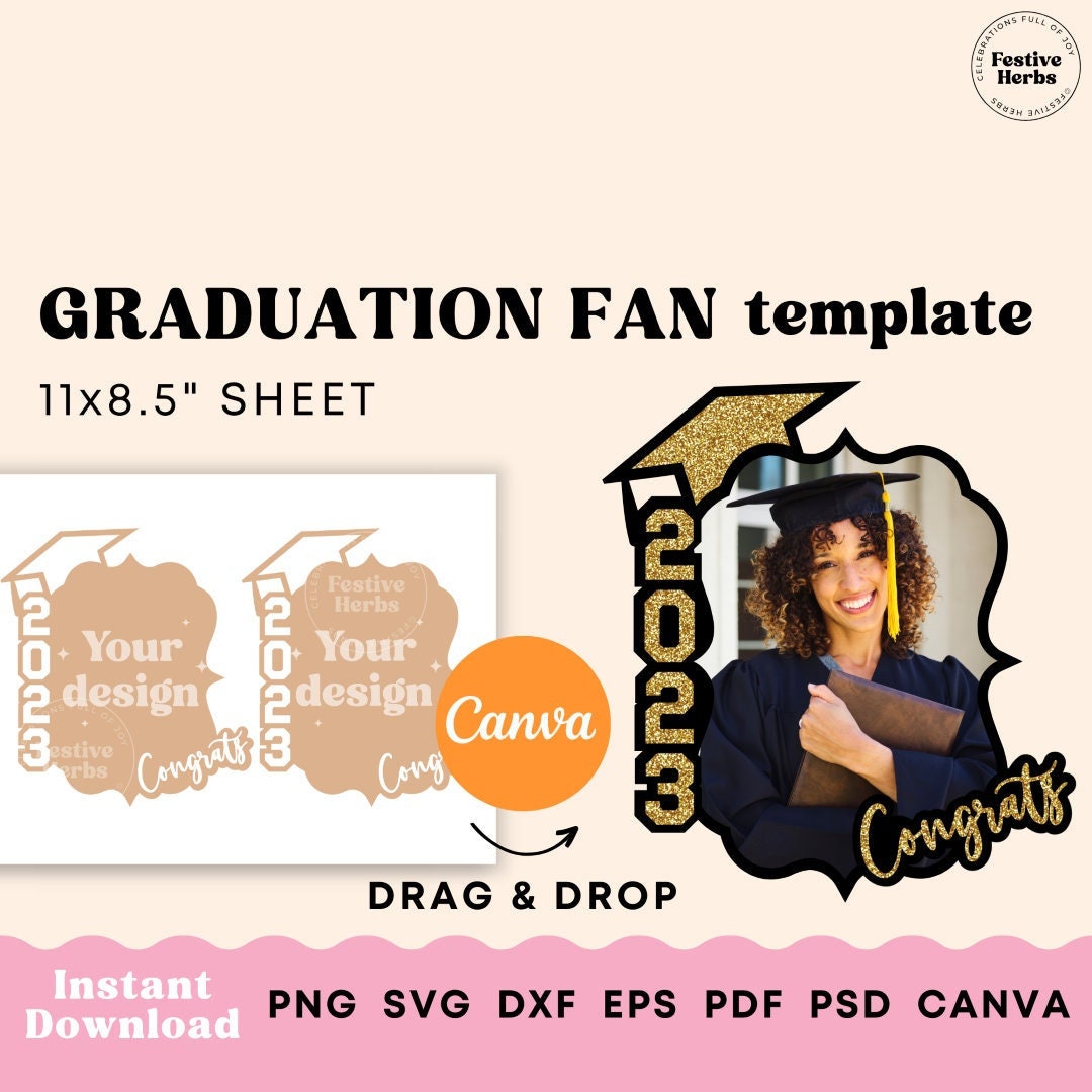 Grad Paddle Fan Template, Custom Grad Fan, Graduation Fan Template ...