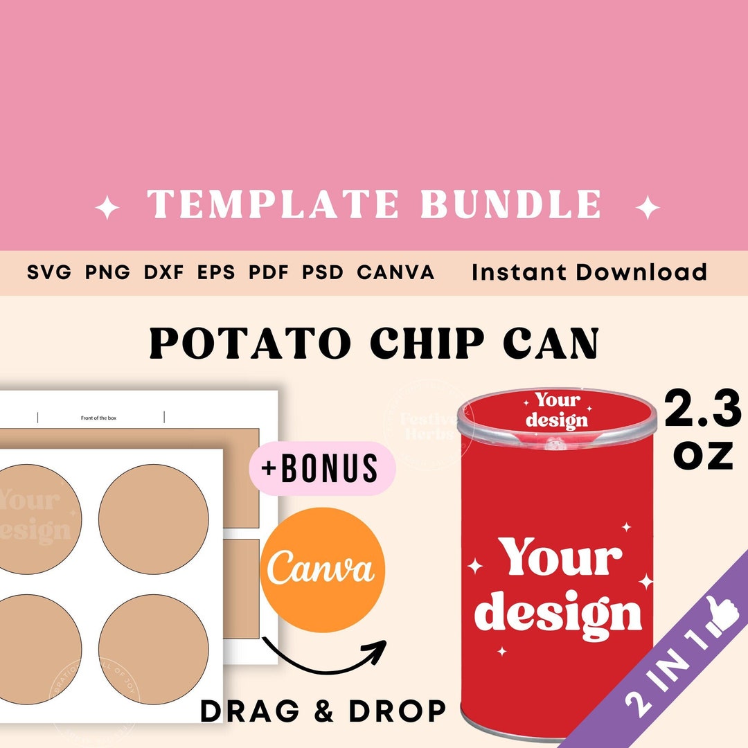 2.3oz Potato Chip Can Template, Can Labels Template, Snack Template ...