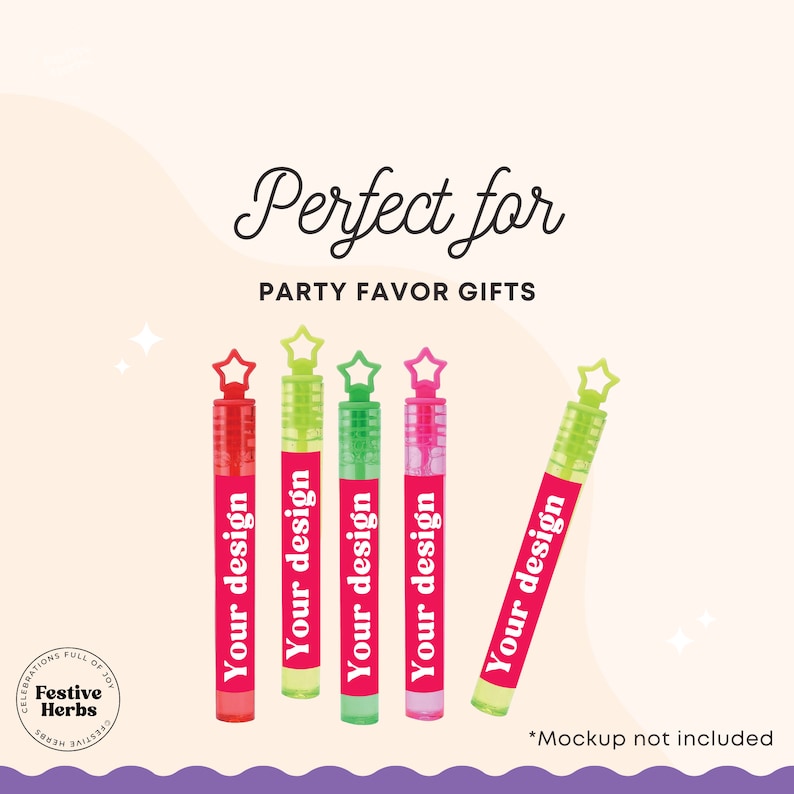 Bubble Wands Label Template, Bubble Bottle Label Template, Party Favor ...