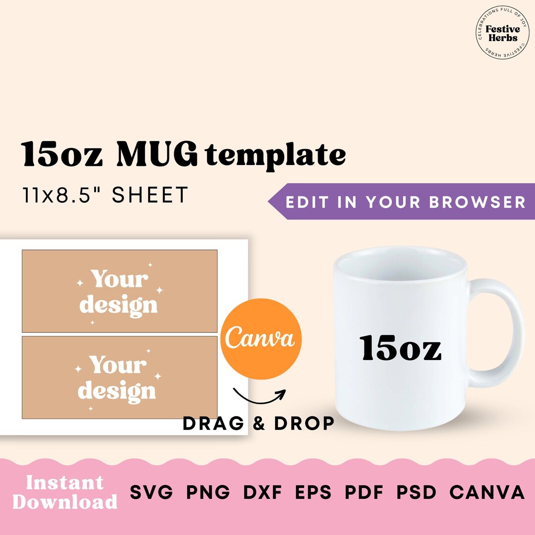 15oz Mug Template, 15oz Mug Sublimation Template, Mug Template ...