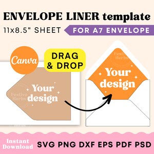 Envelope Liner Template, Envelope Liner 5x7, Envelope Liner A7 Wedding ...