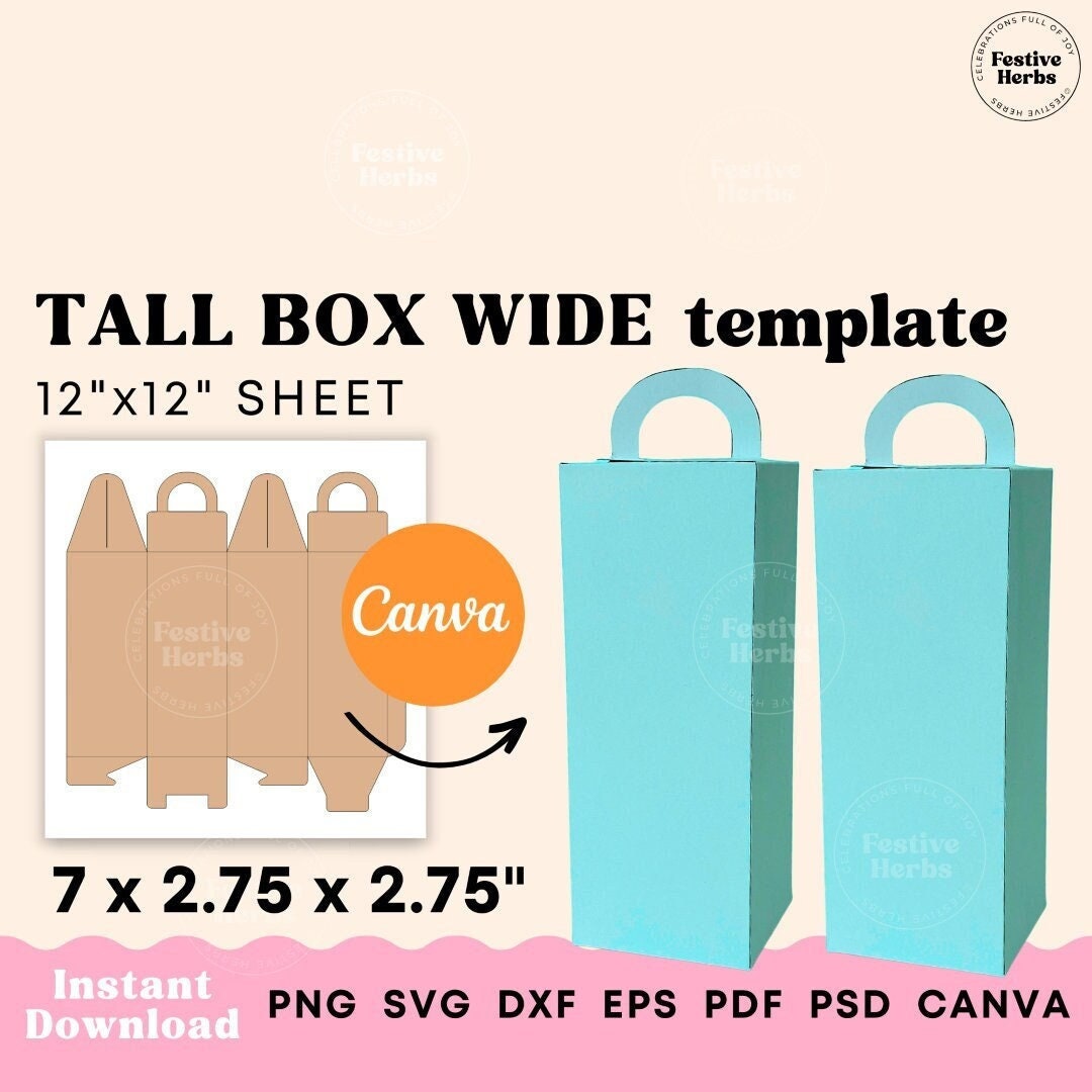 Tall Box Wide Template, Tall Box Svg, Treat Box Templet for Kids ...
