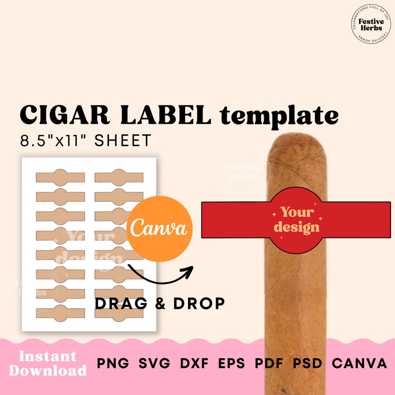 Cigar Label Template, Cigar Wrapper Template, Cigarette Label Template ...