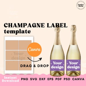 Champagne Label Template, Champagne Label SVG Canva Template, Champagne ...