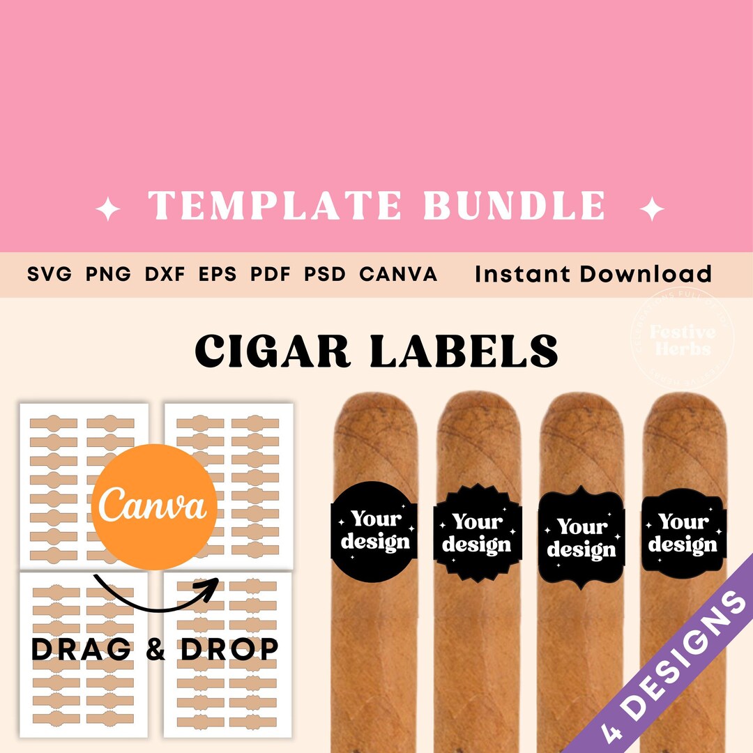 Cigar Label Template BUNDLE, Cigar Wrapper Template, Cigarette Label Template Canva Photoshop ...