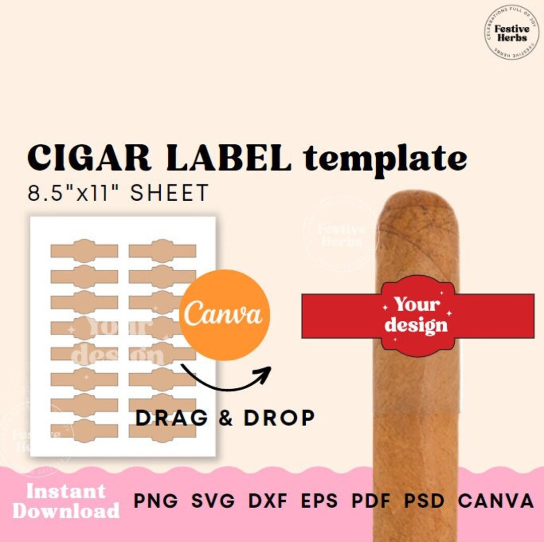 Cigar Label Template, Cigar Wrapper Template, Cigarette Label Template ...