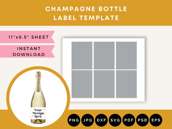Champagne Label Template Champagne Bottle Label SVG | Etsy