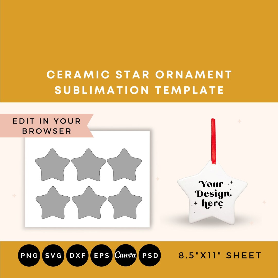 Ornament Template, Ceramic Star Ornament Sublimation Template ...