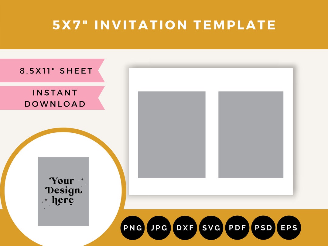 5x7 in Invitation Card Template, Invitation Template, DIY Invite ...