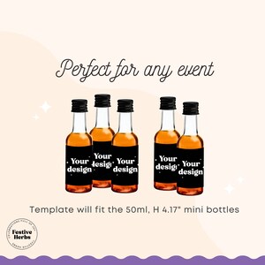 Mini Wine Bottle Label Template, 50 Ml Liquor Bottle Template Canva ...