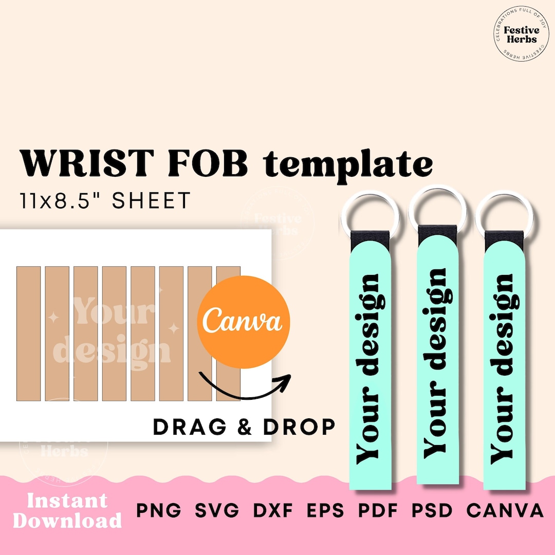 Wrist Fob Template, Wristlet Sublimation Template, Neoprene Wristlets ...
